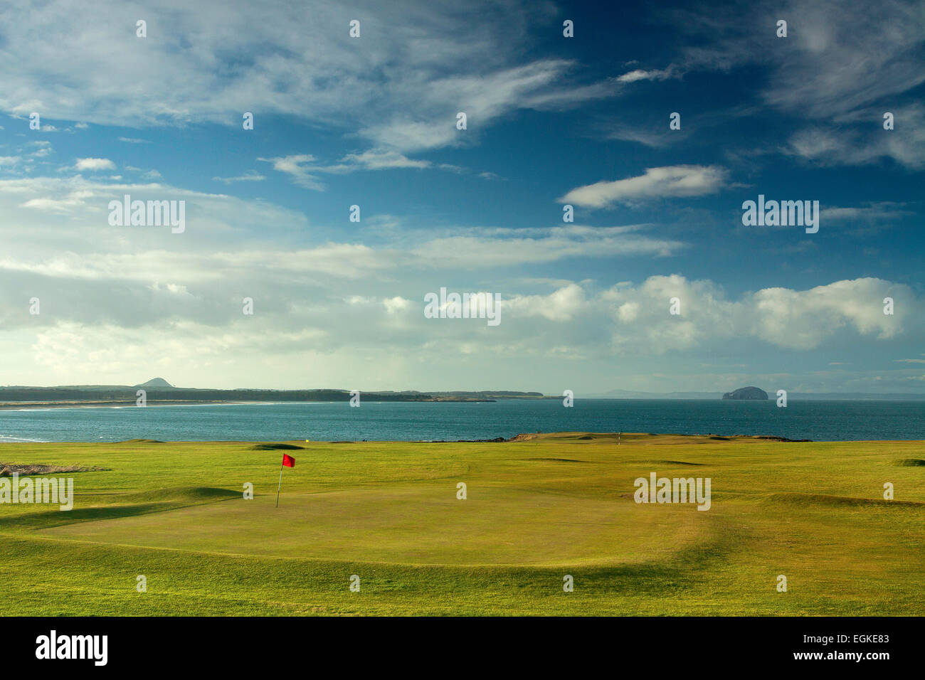 Bass Rock and North Berwick Law from Winterfield Golf Course, Dunbar ...