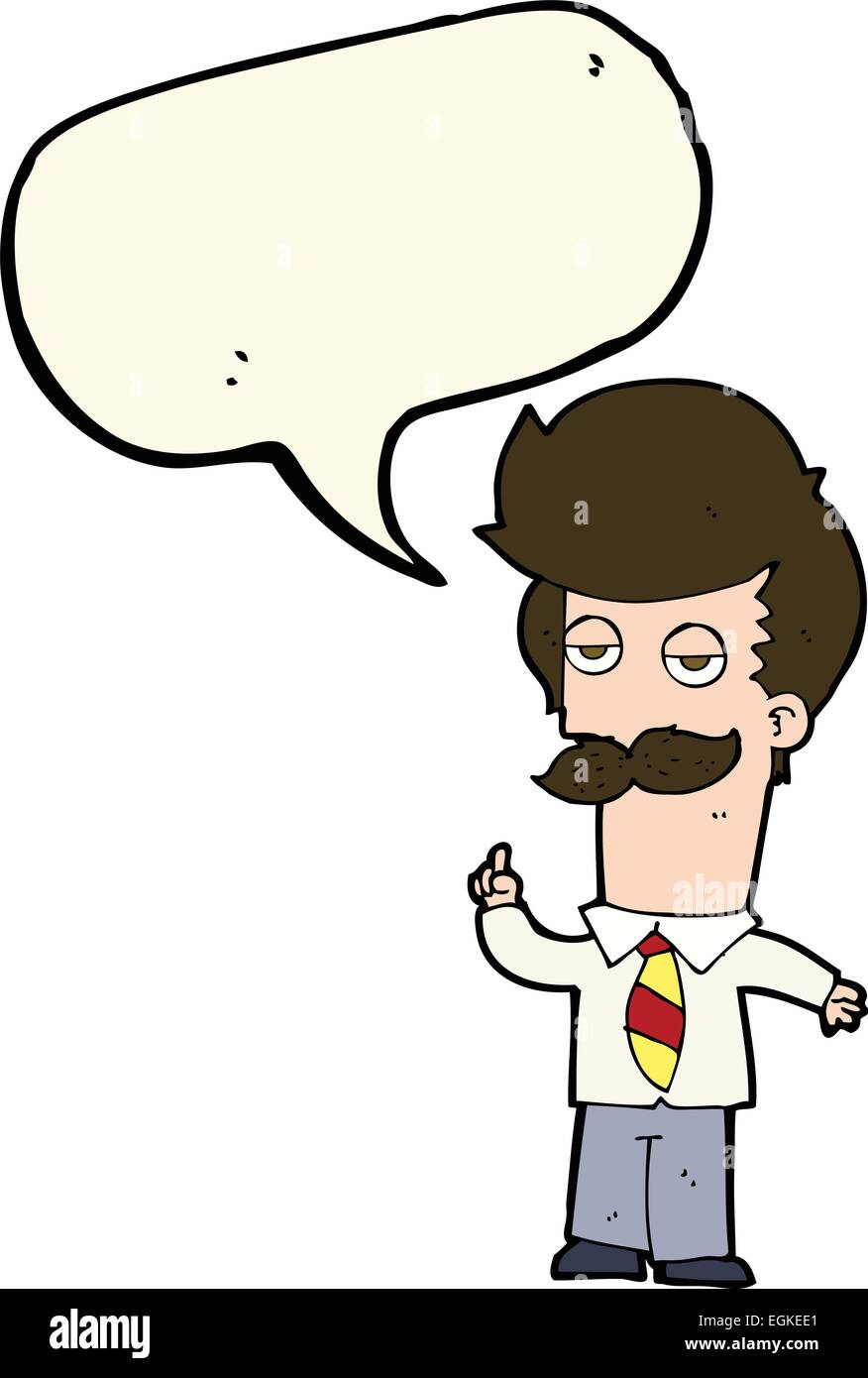 cartoon man with mustache explaining with speech bubble Stock Vector ...