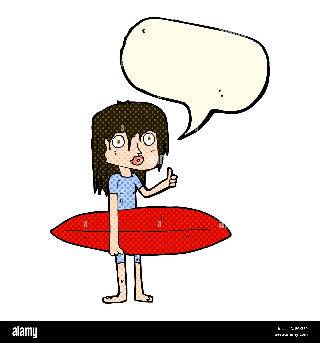 cartoon surfer girl with speech bubble Stock Vector Image & Art - Alamy