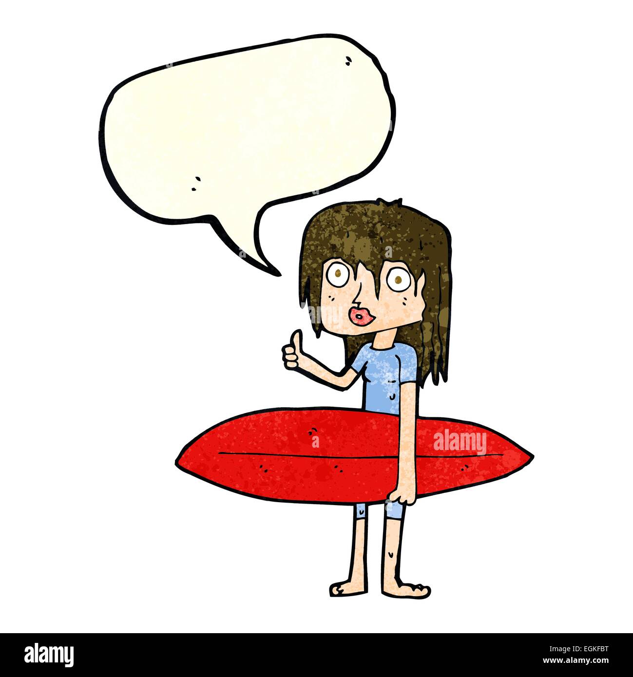 cartoon surfer girl with speech bubble Stock Vector Image & Art - Alamy