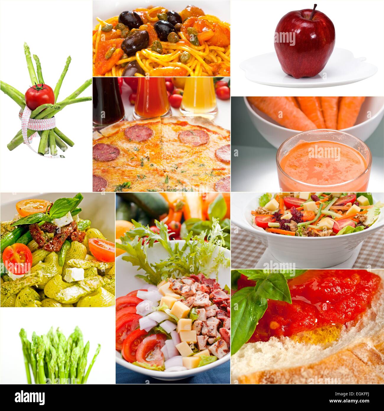 healthy Vegetarian vegan food collage nested on white frame Stock Photo ...