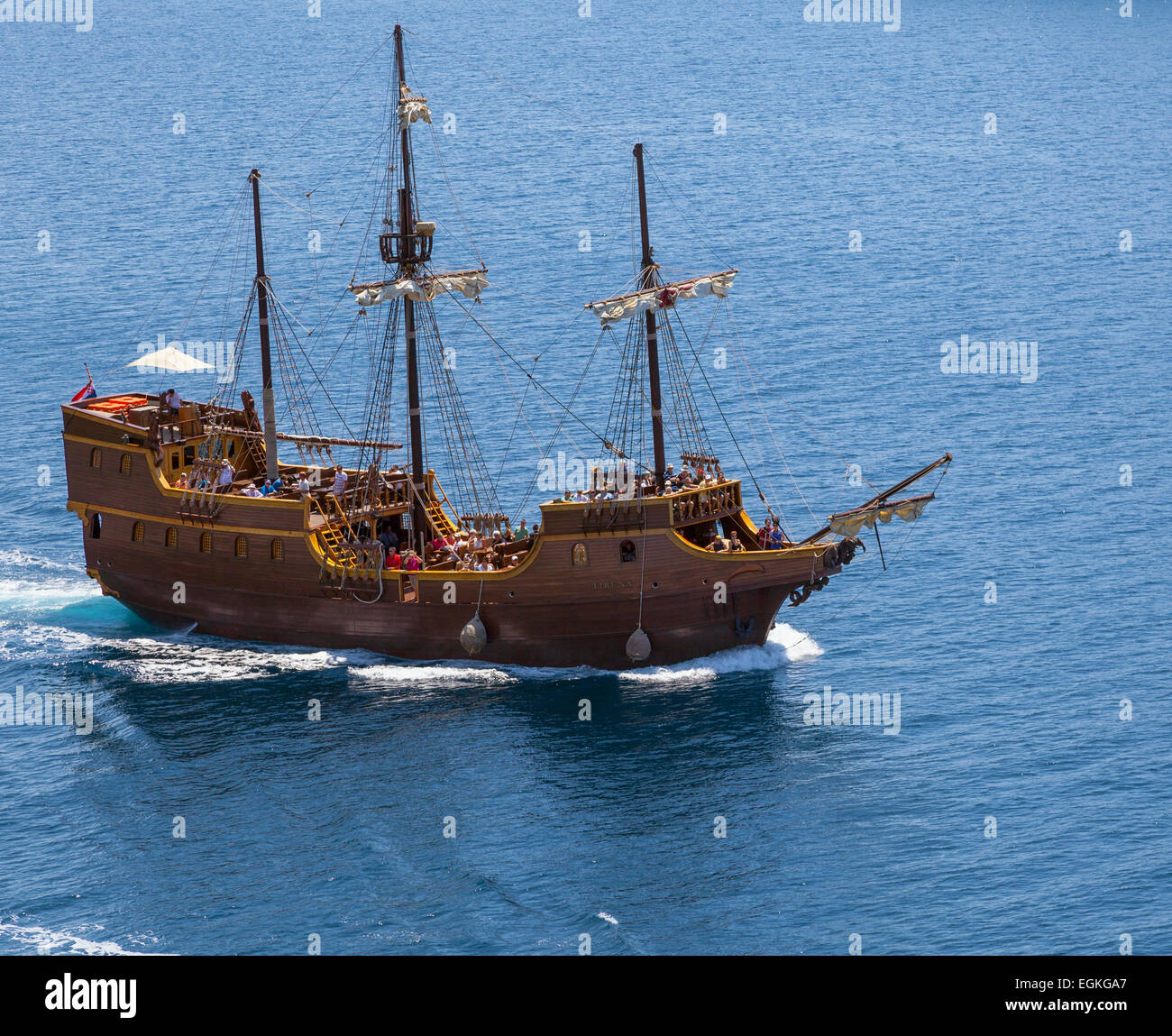 Tourist sailing galleon of the coast of Dubrovnik Stock Photo - Alamy