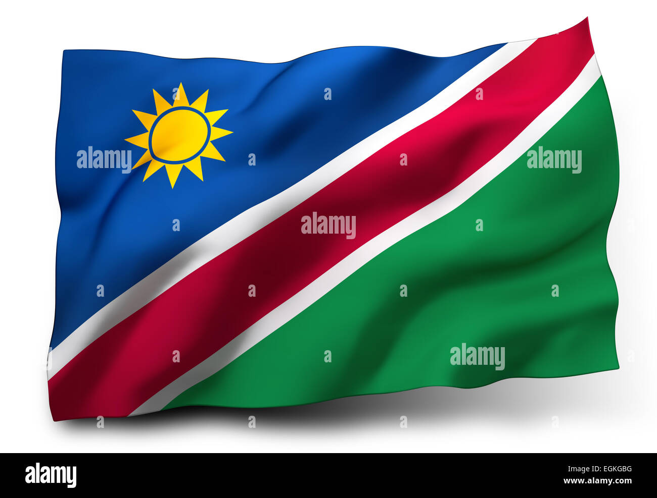 Waving flag of Namibia isolated on white background Stock Photo - Alamy