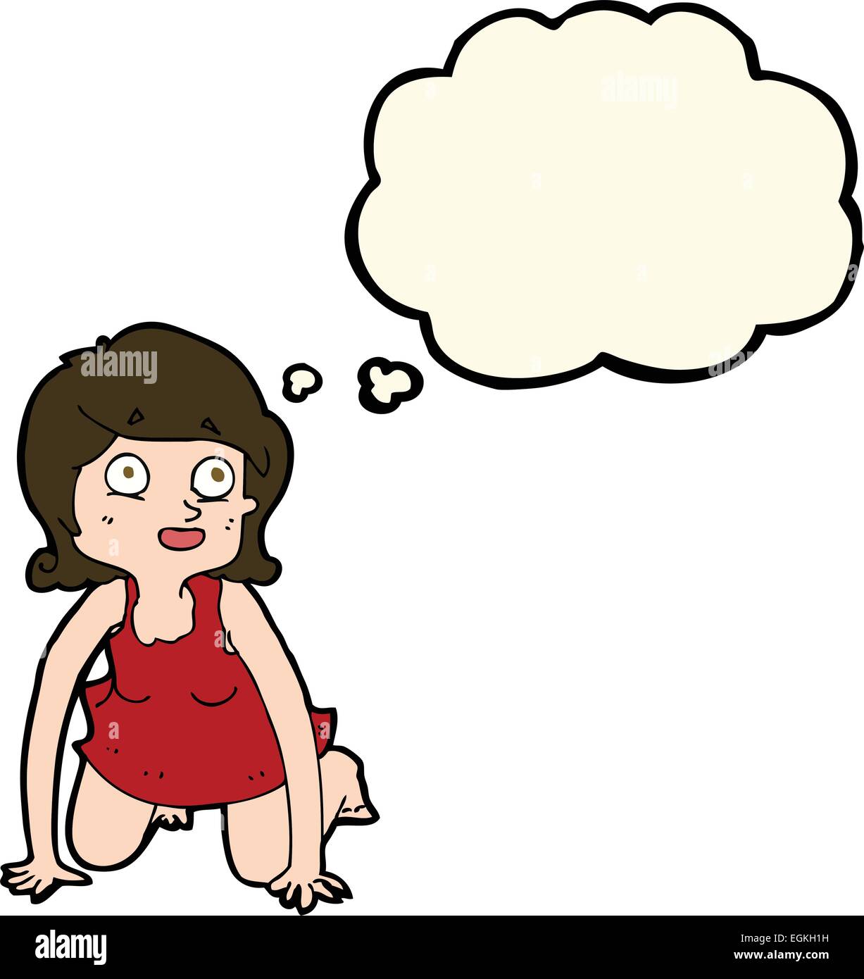 Cartoon Woman On All Fours With Thought Bubble Stock Vector Image And Art