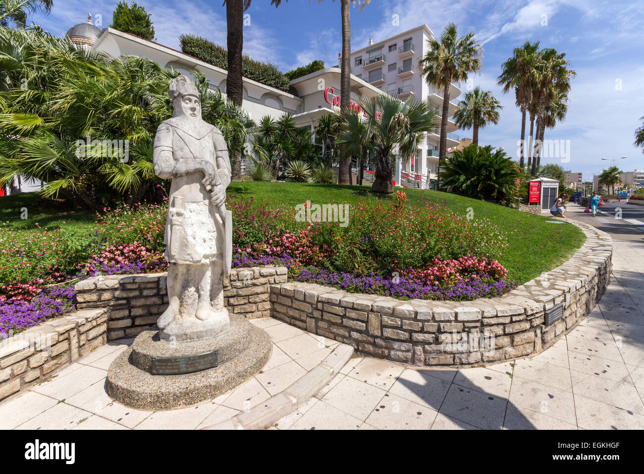 France, Cote d'Azur, Saint Raphael, knight sculpture on the promenade ...