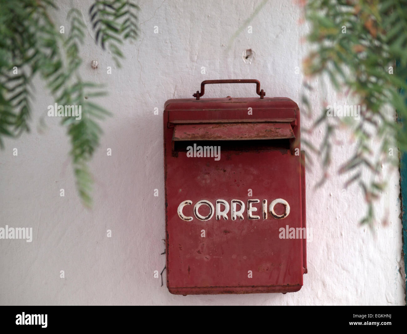 A red post box in Spain Stock Photo - Alamy