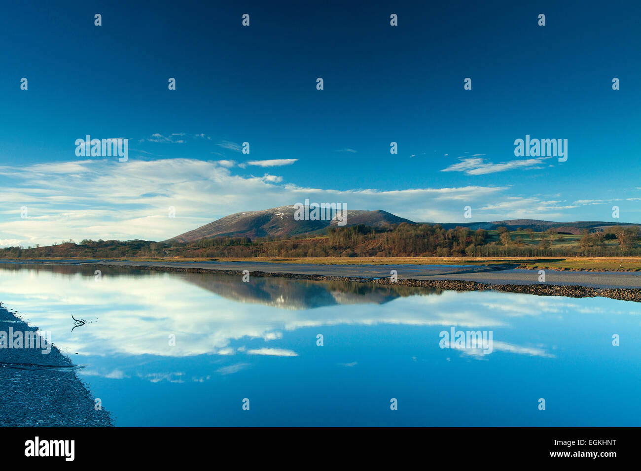 Criffel and the River Nith at dawn from Glencaple, Galloway Stock Photo ...