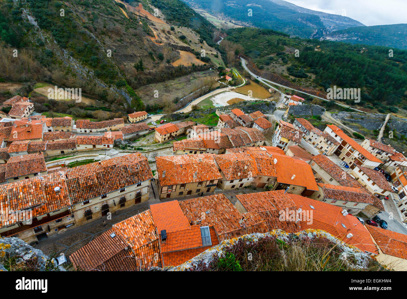 Village from the castle. Frias, Burgos, Castile and Leon. Spain, Europe ...