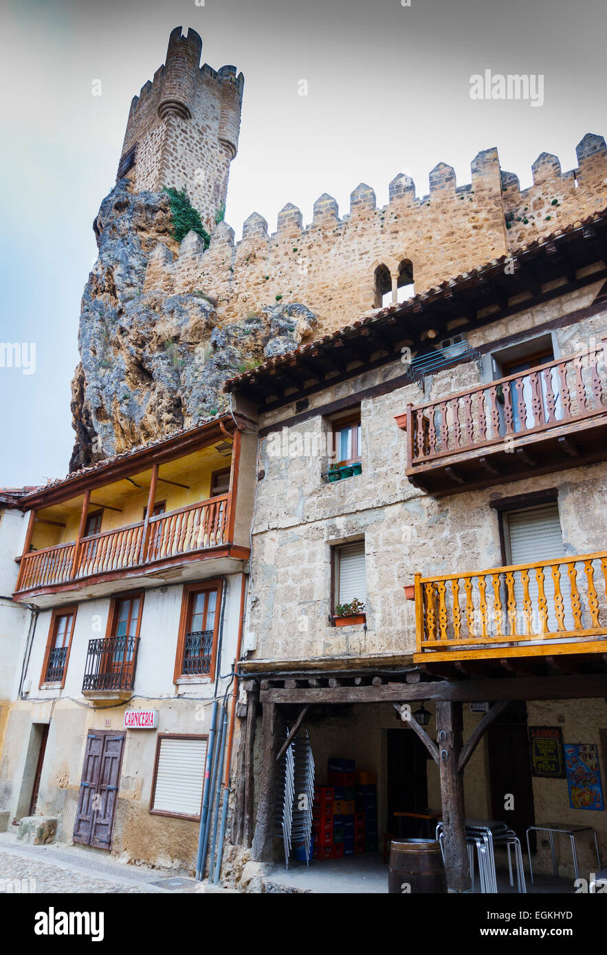 Castle and village Stock Photo - Alamy
