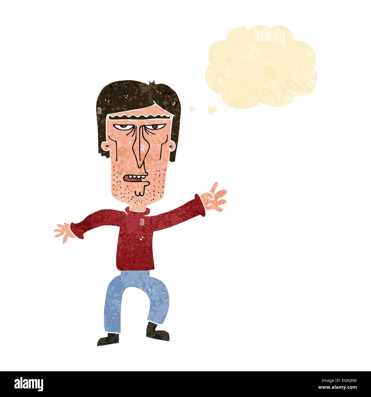 cartoon angry man waving warning with thought bubble Stock Vector Image ...