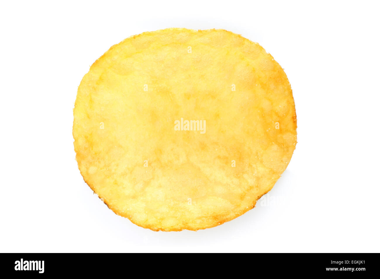Single potato chip on white background close-up Stock Photo - Alamy