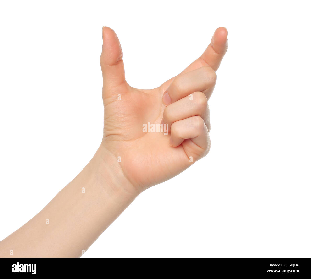 Woman hand like hold something on white backround Stock Photo - Alamy