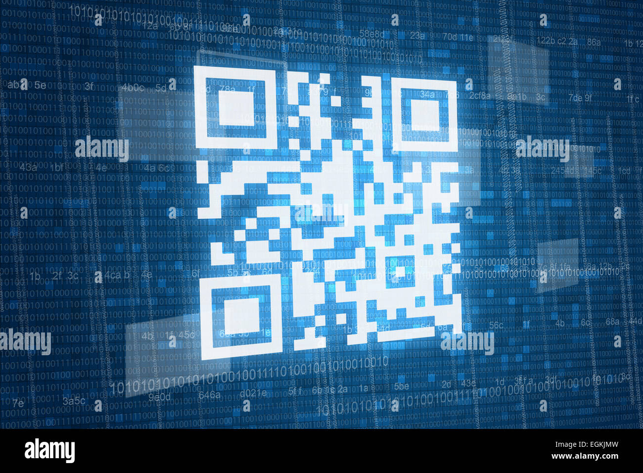Qr code on digital background Stock Photo - Alamy
