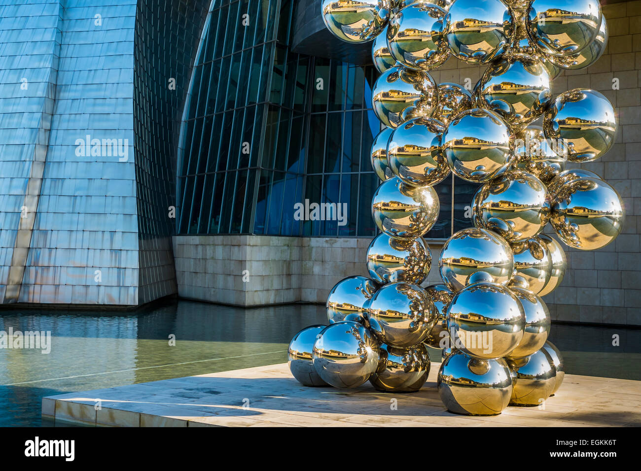 Guggenheim Museum and spheres sculpture. Bilbao, Biscay, Spain, Europe ...