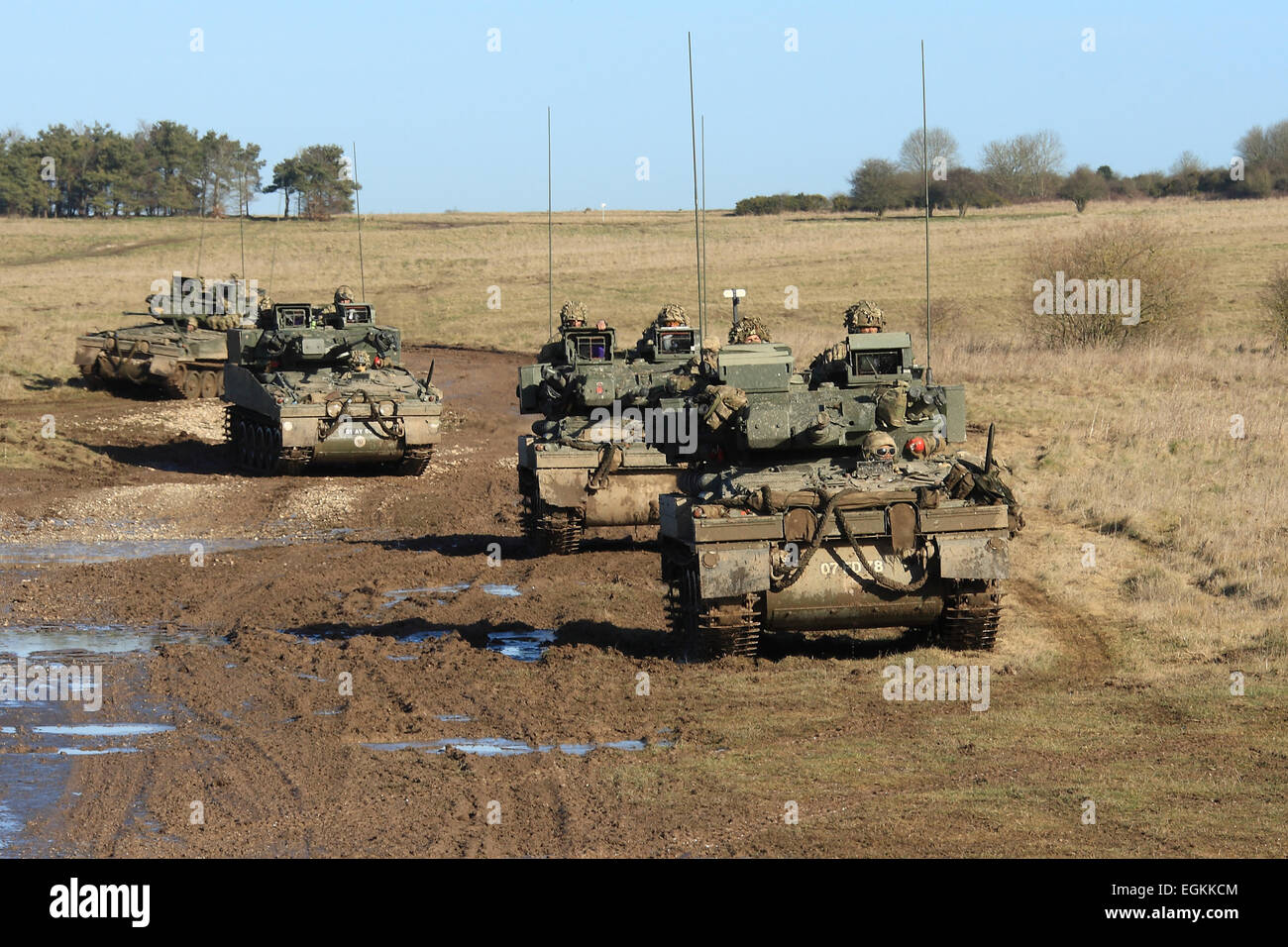 Four Scimitar Mark 2 Light Armoured Reconnaissance Vehicles during a ...