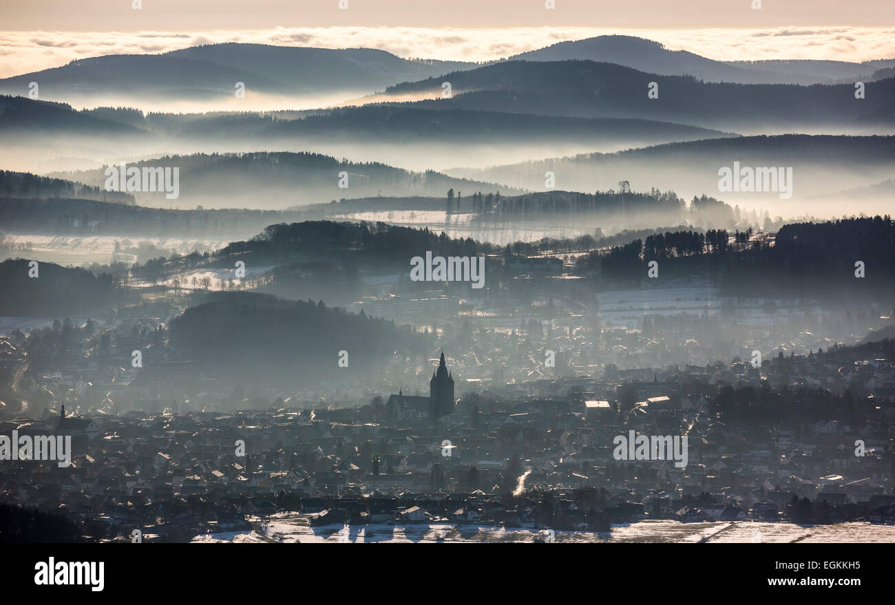 View from Scharfenberg on Brilon with Provost Church of St. Peter and ...