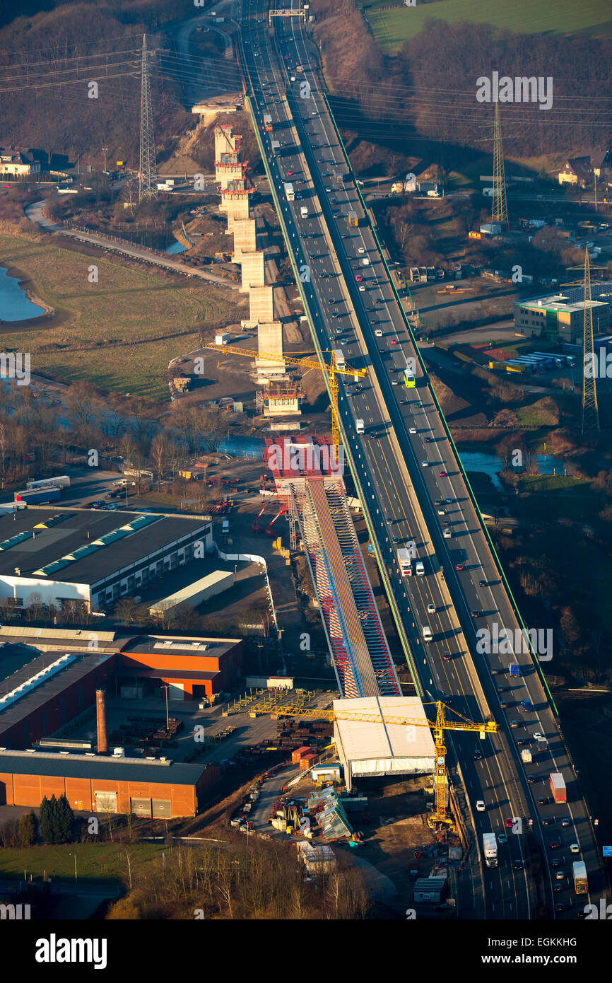 Highway bridge, expansion of the A45 motorway Ruhrbrücke in Hagen, Ruhr ...