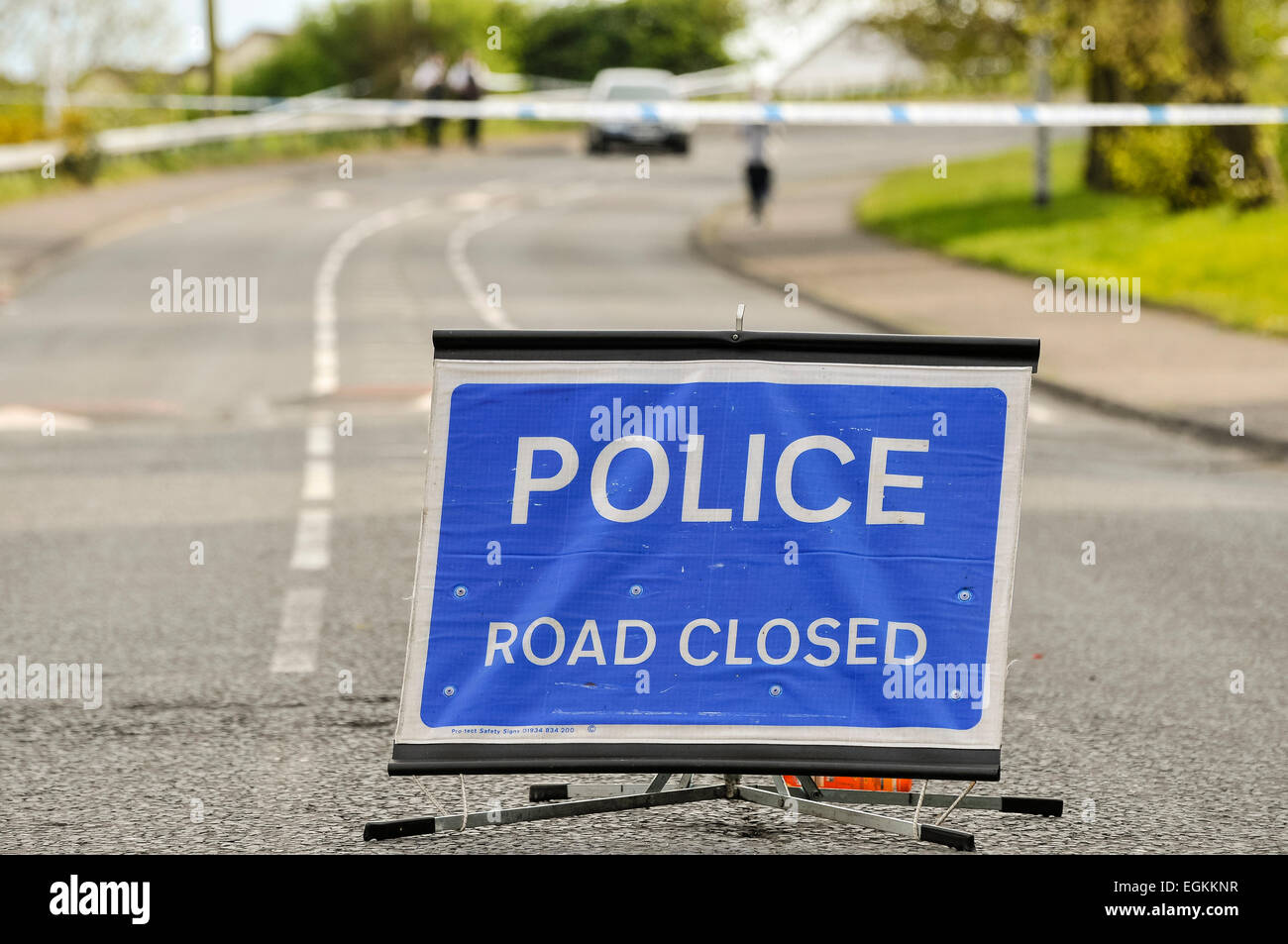 17th May 2013, Belfast, Northern Ireland. Police close a road during a ...