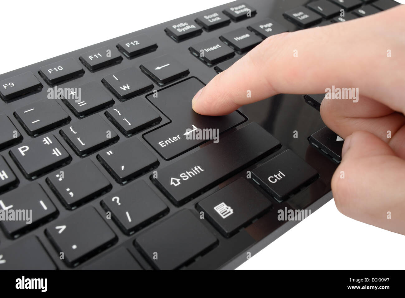 hand of press enter key, isolated on white Stock Photo - Alamy