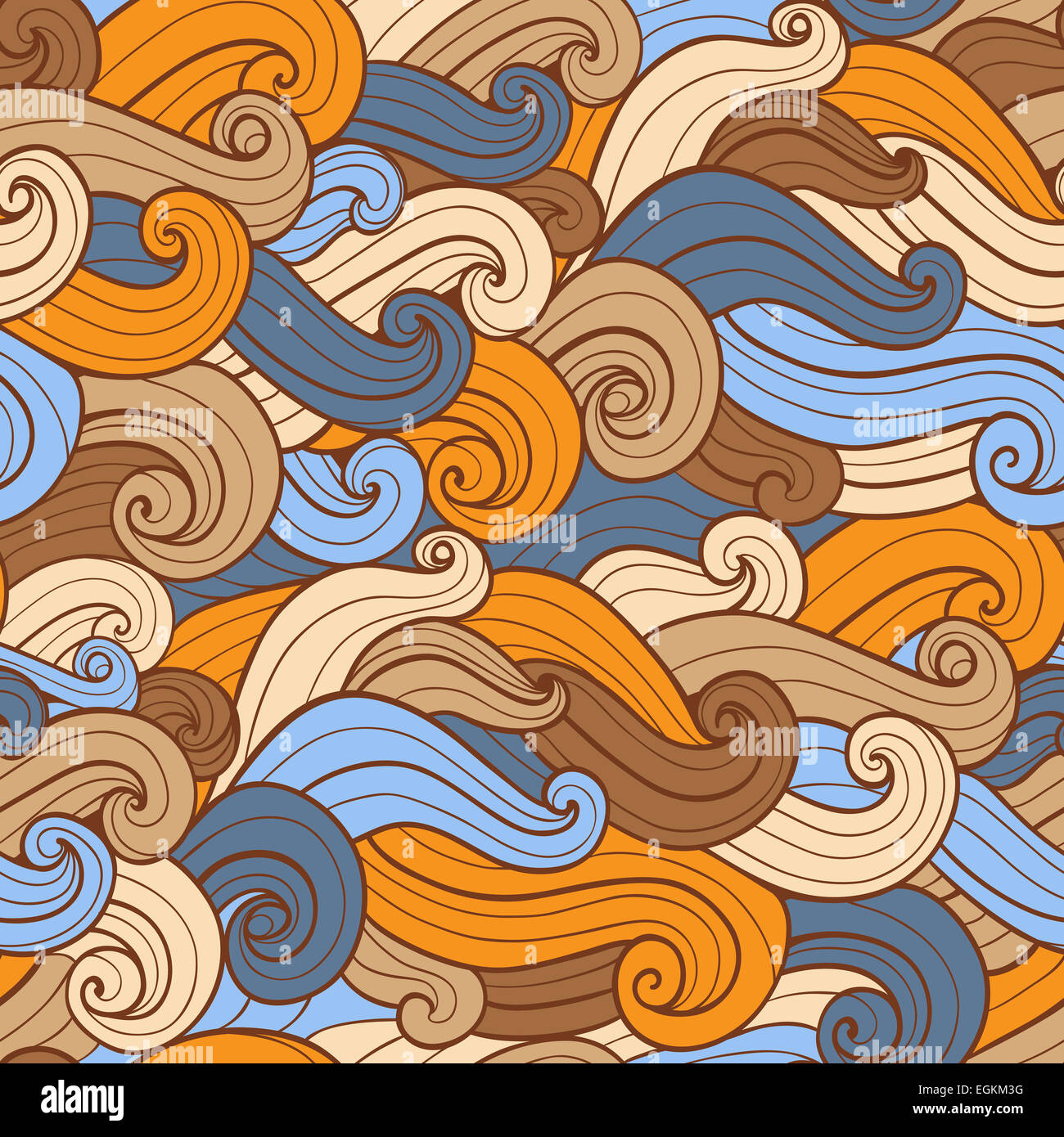 Vintage hand drawn wavy seamless pattern Stock Photo - Alamy