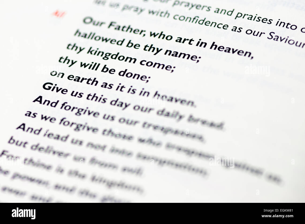 The Lord's Prayer from the Church of England Book of Common Worship ...