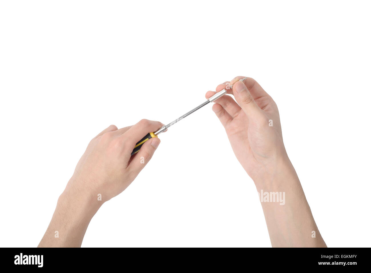 hand hold changeable screwdriver, isolated on white Stock Photo - Alamy