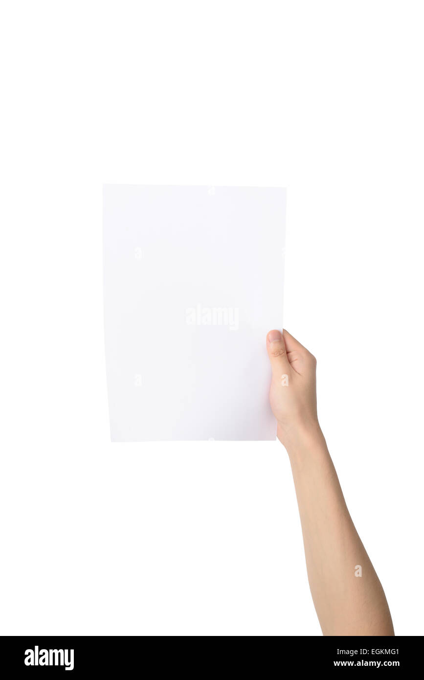 hand of Asian man holding A4 paper, isolated on white Stock Photo - Alamy