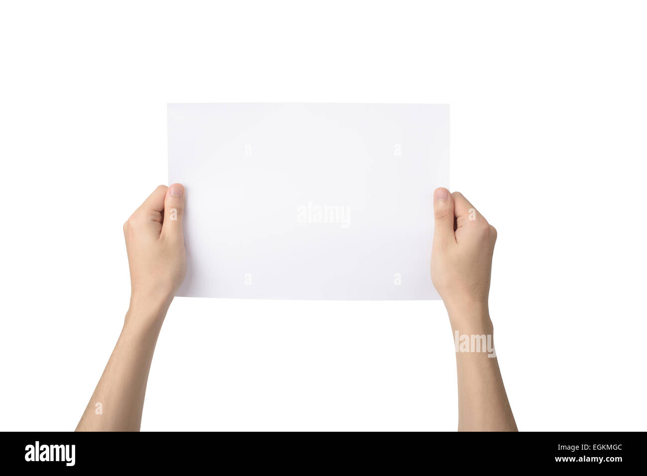 hands of Asian man holding A4 paper, isolated on white Stock Photo - Alamy