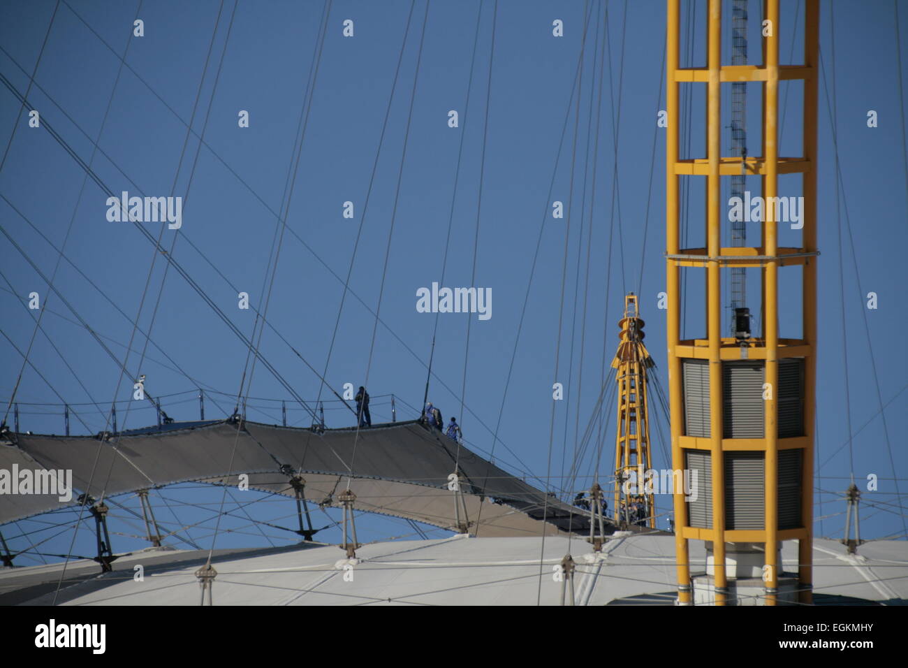 Climbing the roof of the O2 in Greenwich, London, England Stock Photo ...