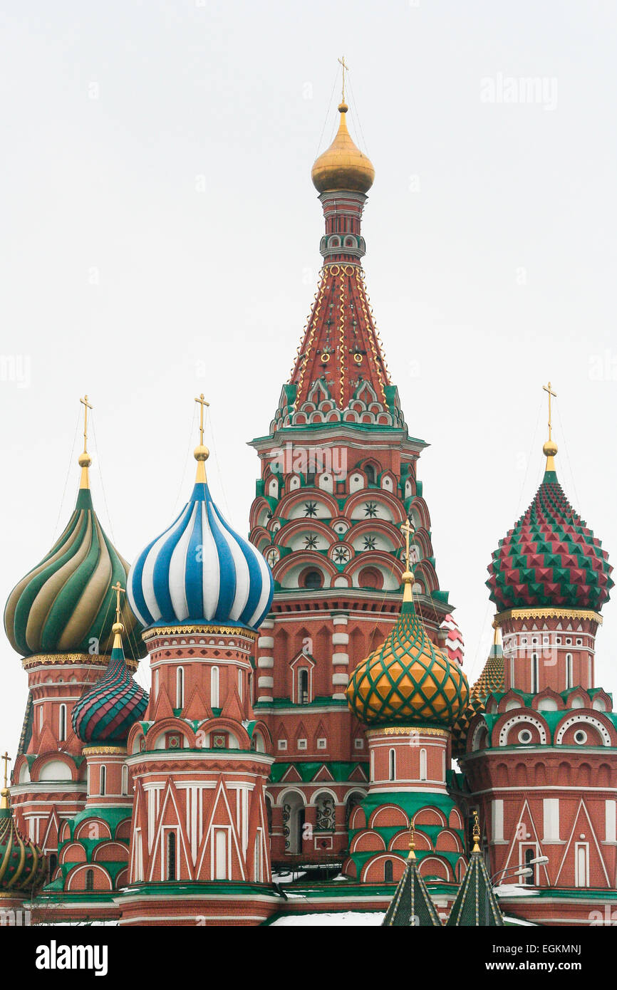 MOSCOW, RUSSIA View of the minarets of St Basil's Cathedral in Red ...