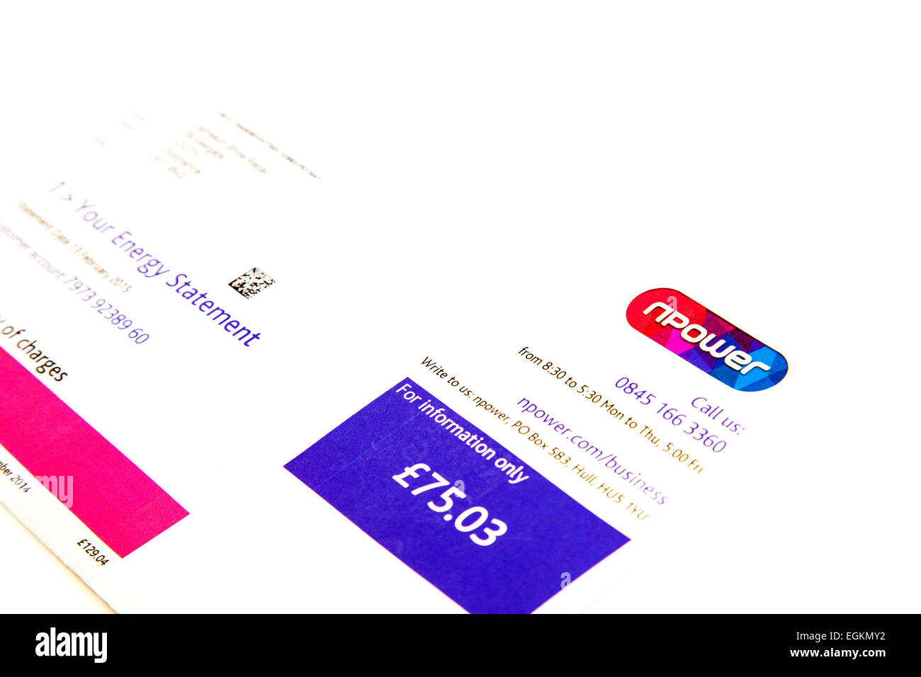 Npower bill electricity electric letter letterhead logo billing ...