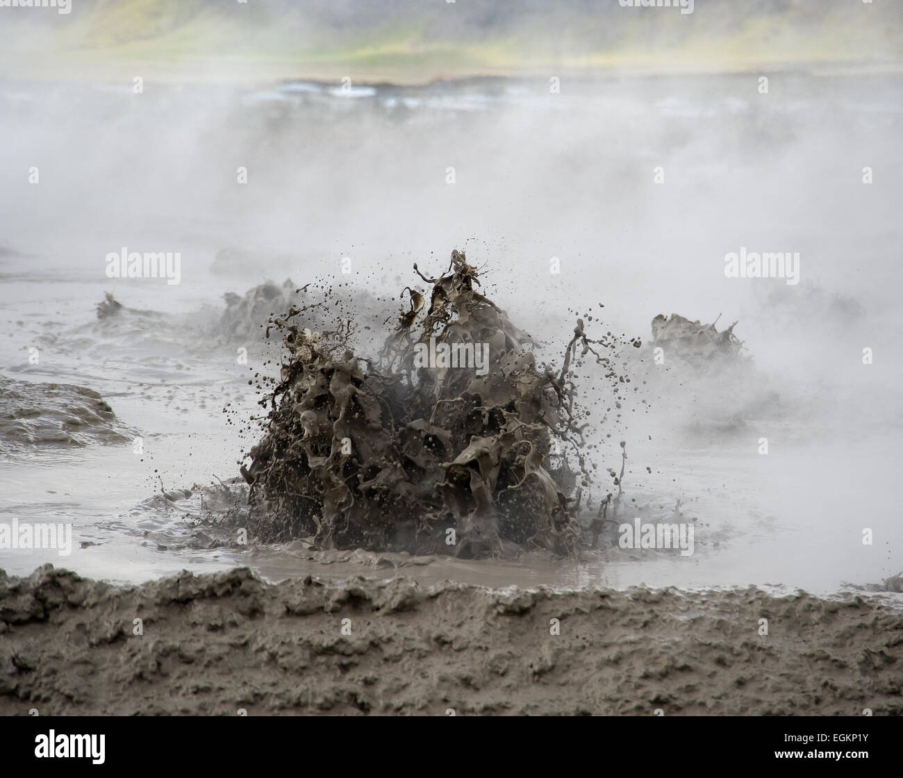 Active boiling mud pots, Hveragerdi, Iceland Stock Photo - Alamy