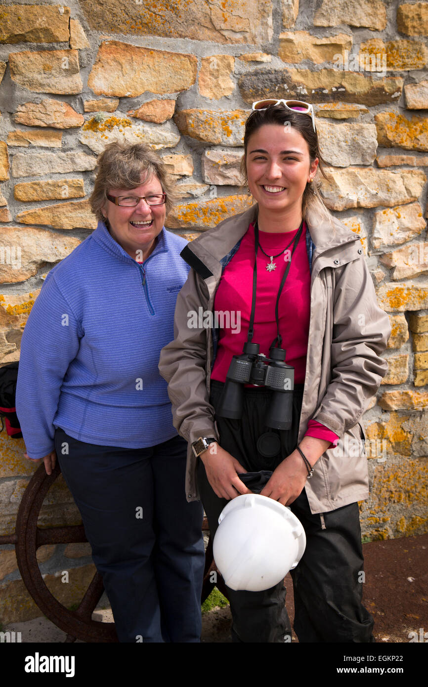 South Atlantic, Falklands, New Island, Islander Charlene Rowland with ...