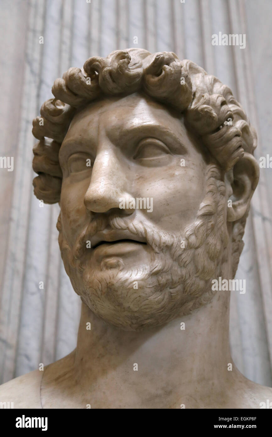 Bust of the emperor Hadrian (76 AD-138 AD). From Hadrian's Mausoleum ...