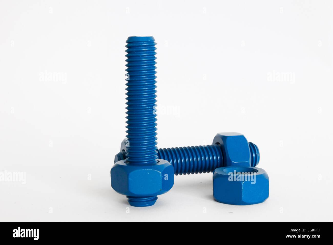 Xylan bolt and nut in blue coated with PTFE Stock Photo - Alamy