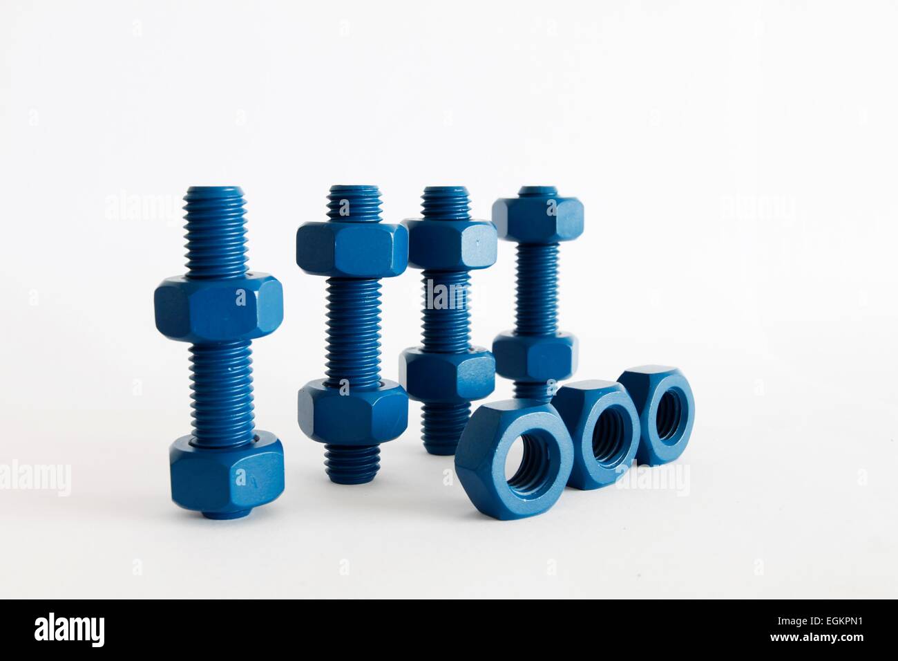 Xylan bolt and nut in blue coated with PTFE Stock Photo - Alamy