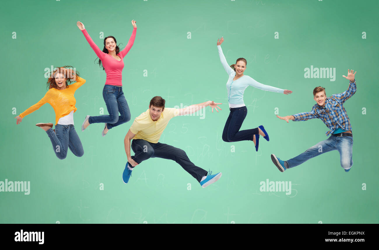 Students jumping classroom hi-res stock photography and images - Alamy