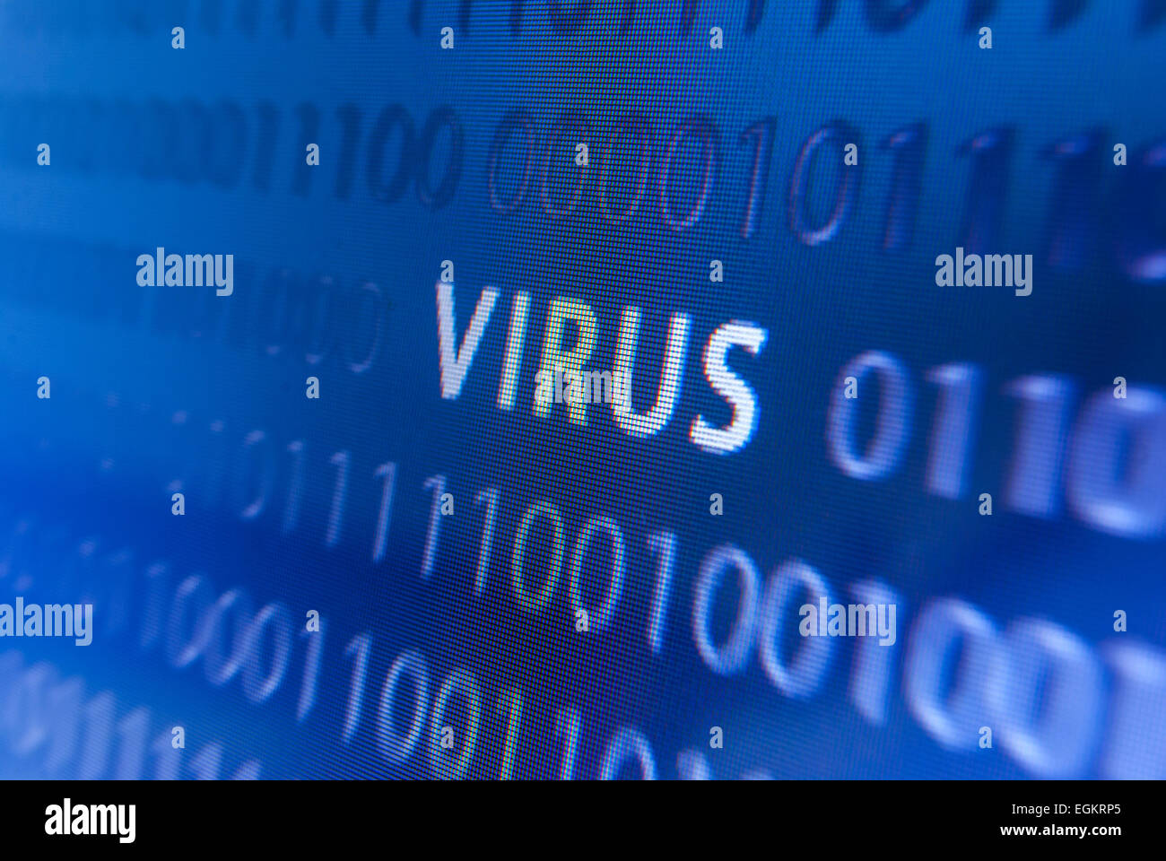 Inscription virus on blue computer screen or monitor Stock Photo - Alamy