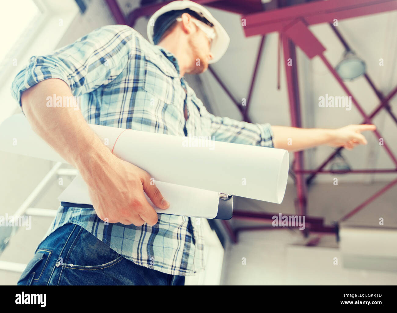 man with blueprint Stock Photo - Alamy