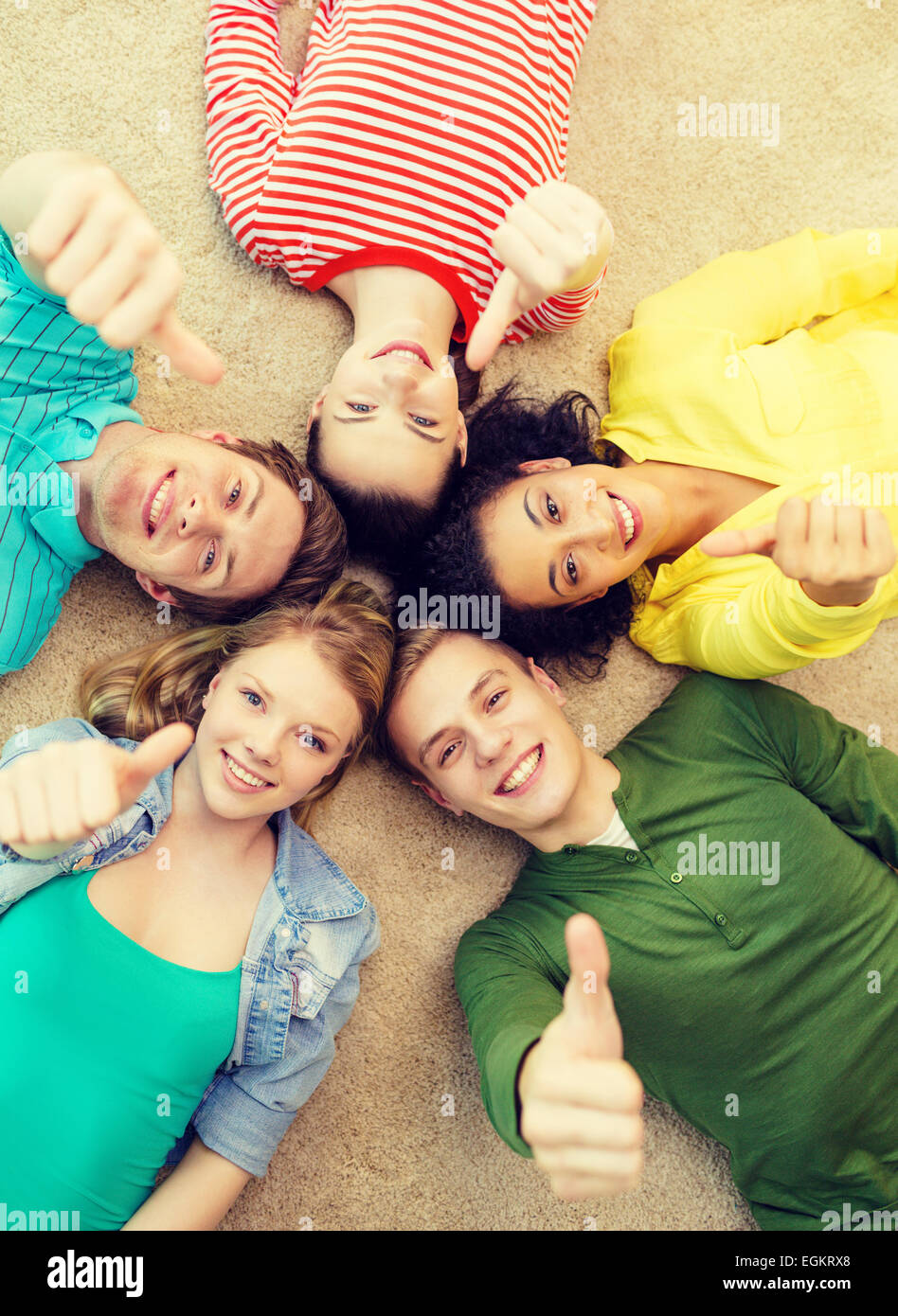 Group friends lying down showing hi-res stock photography and images ...