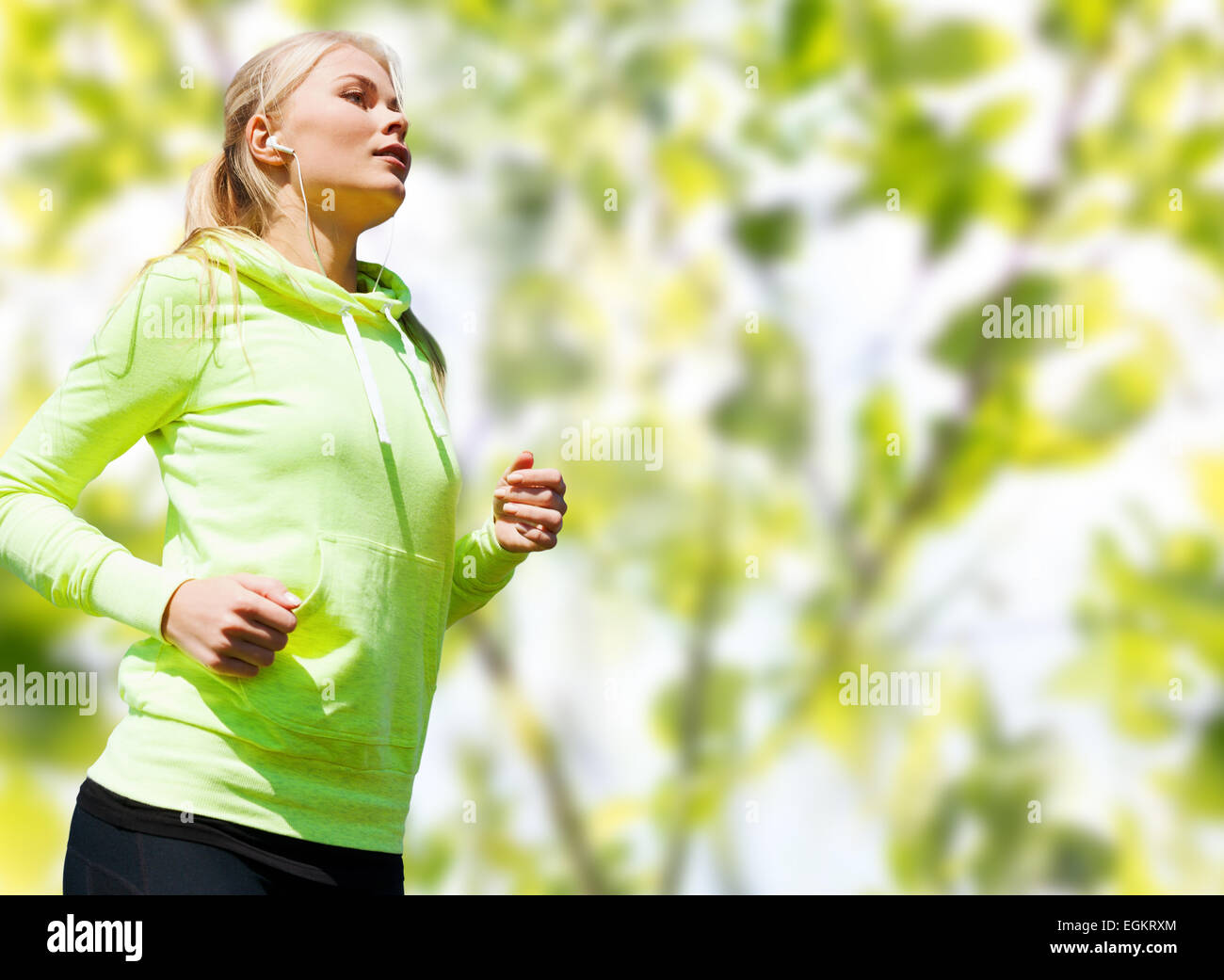 happy woman running or jogging Stock Photo - Alamy