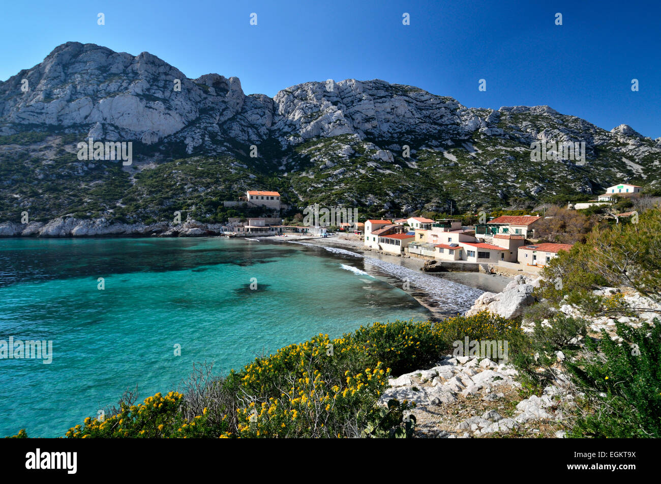 view of the Morgiou calanque, near Cassis, France Vue sur la calanque ...