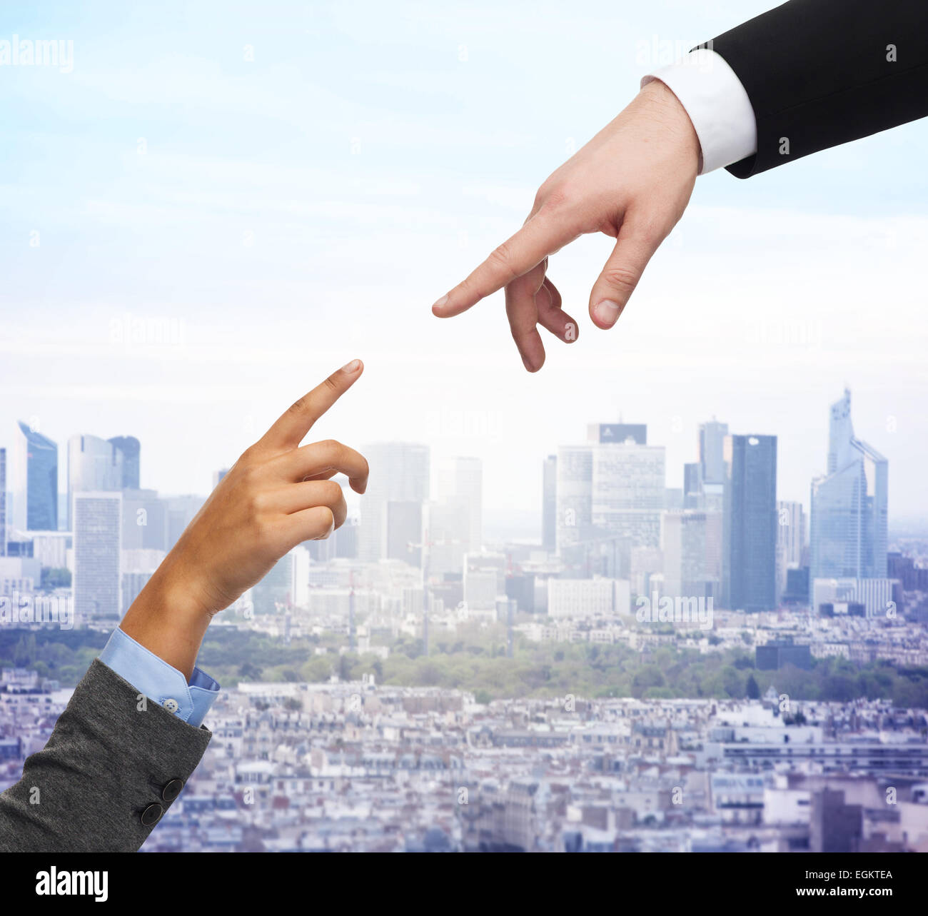 Man woman reaching hands hi-res stock photography and images - Alamy