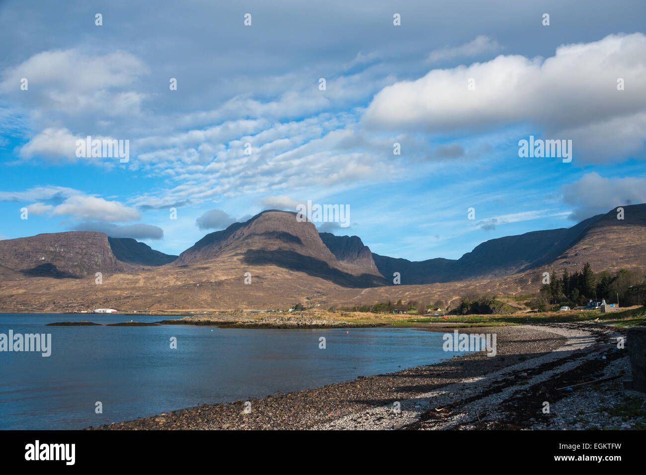 The Hills of Applecross seeen across Loch Kishorn from Achintraid Stock ...