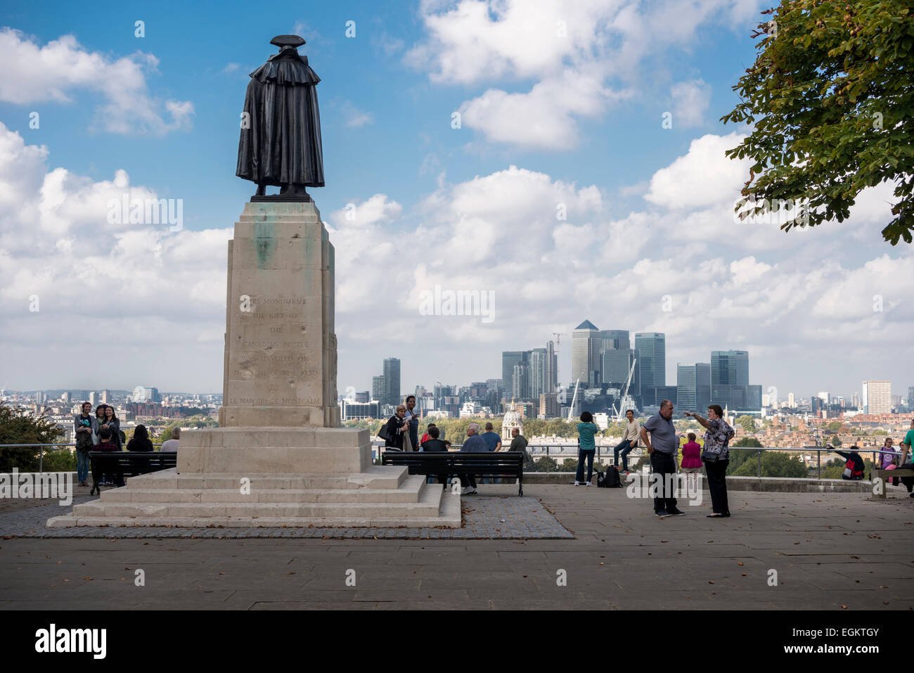 People enjoying the panoramic view of Carnary Wharf and The Royal Naval ...