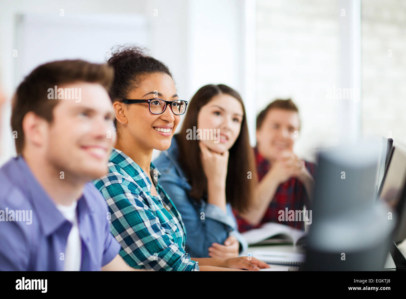 students with computers studying at school Stock Photo - Alamy
