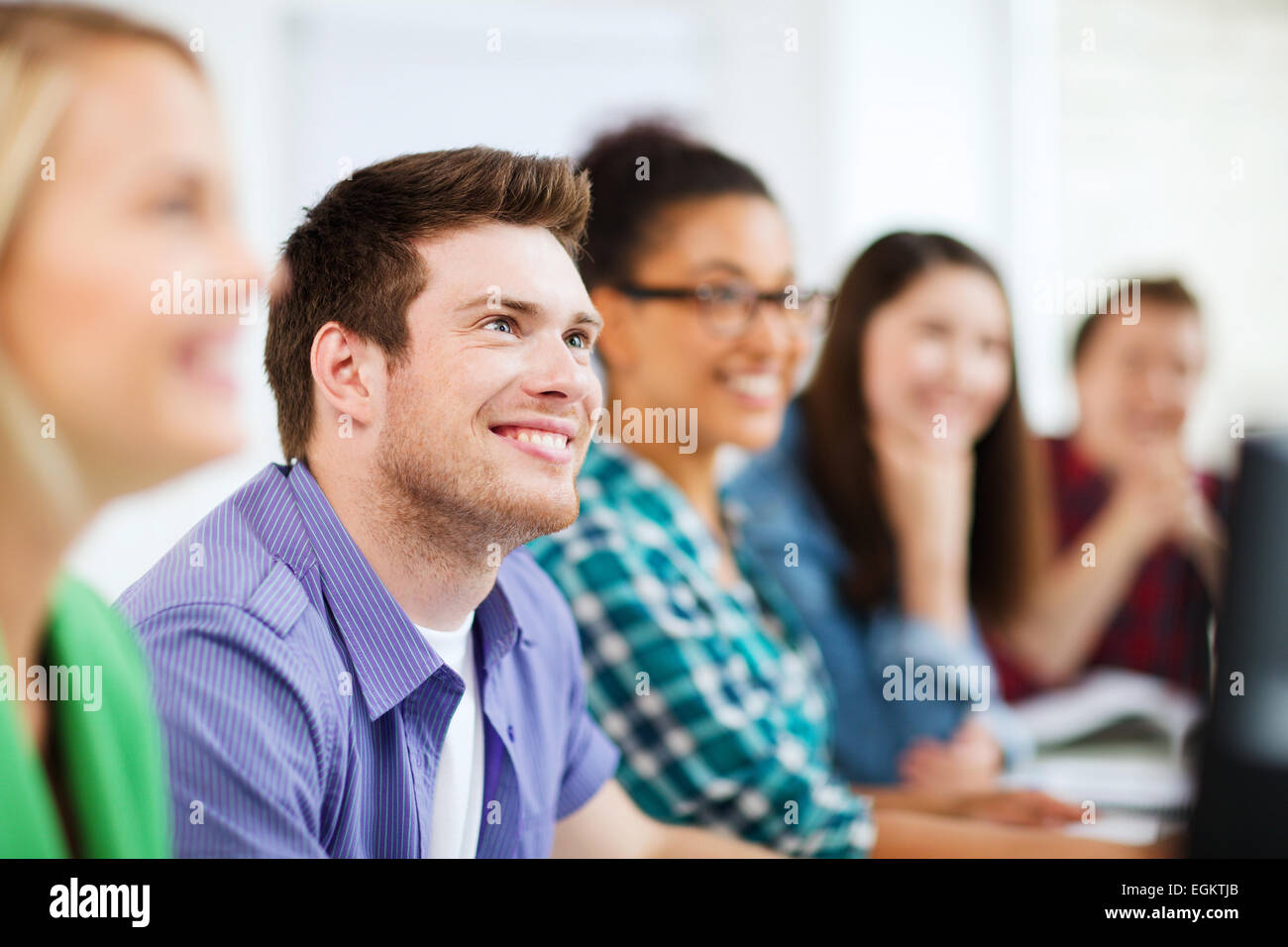 students with computers studying at school Stock Photo - Alamy