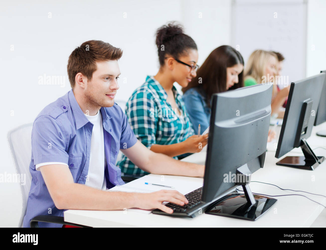 student with computer studying at school Stock Photo - Alamy