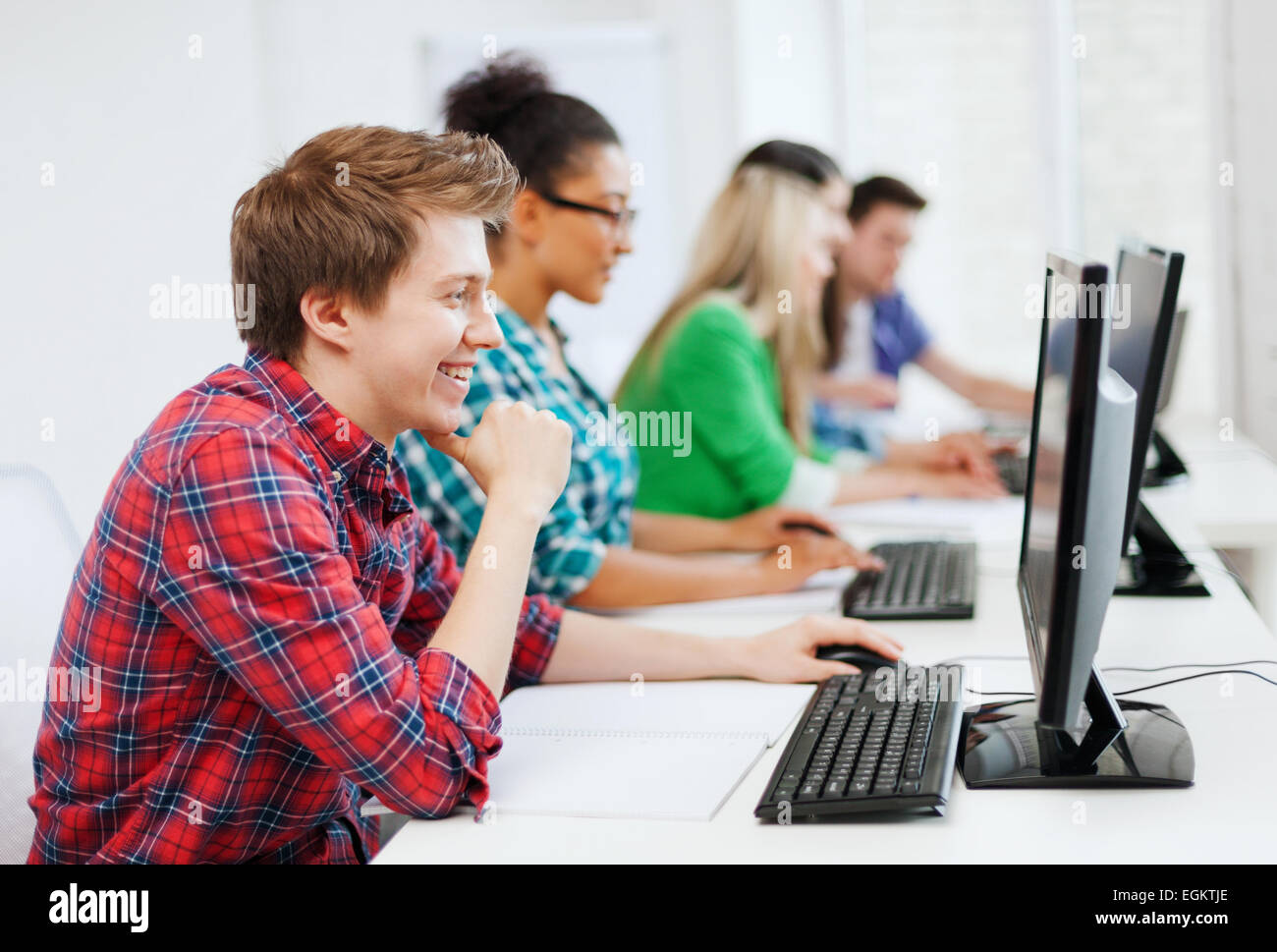 student with computer studying at school Stock Photo - Alamy