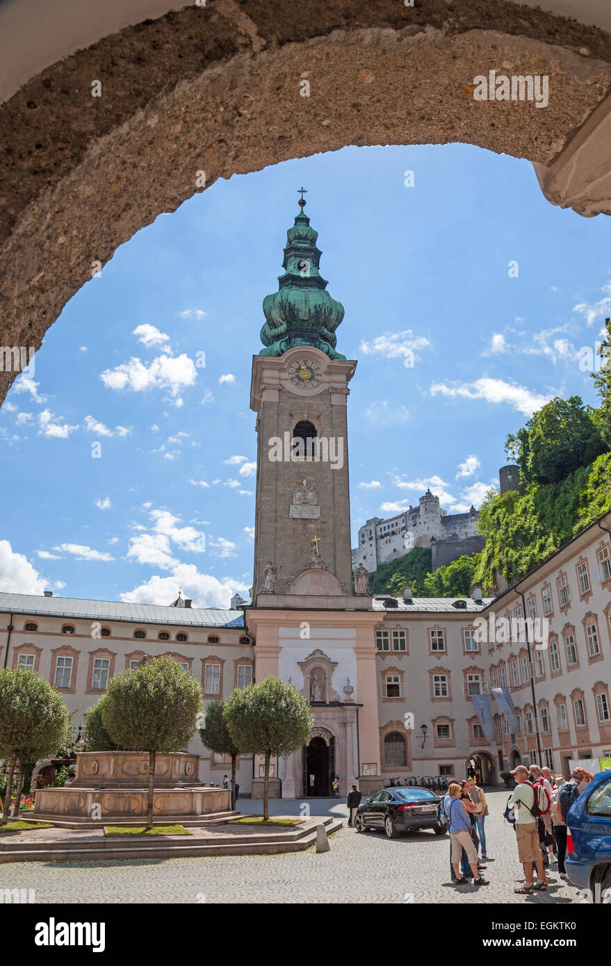 Square at St. Peter's Abbey and Benedictine monastery Salzburg Austria ...